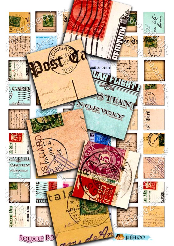 Digital Printable SQUARE POSTMARK 1x1 Inch Square Handwriting | Etsy