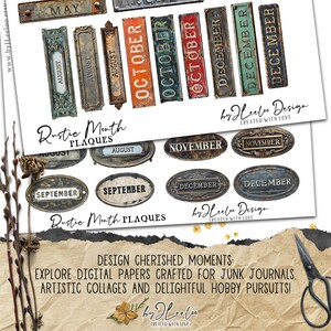 RUSTIC MONTH Plaques Vintage Labels 216 PNG | Metal Victorian Grunge ...