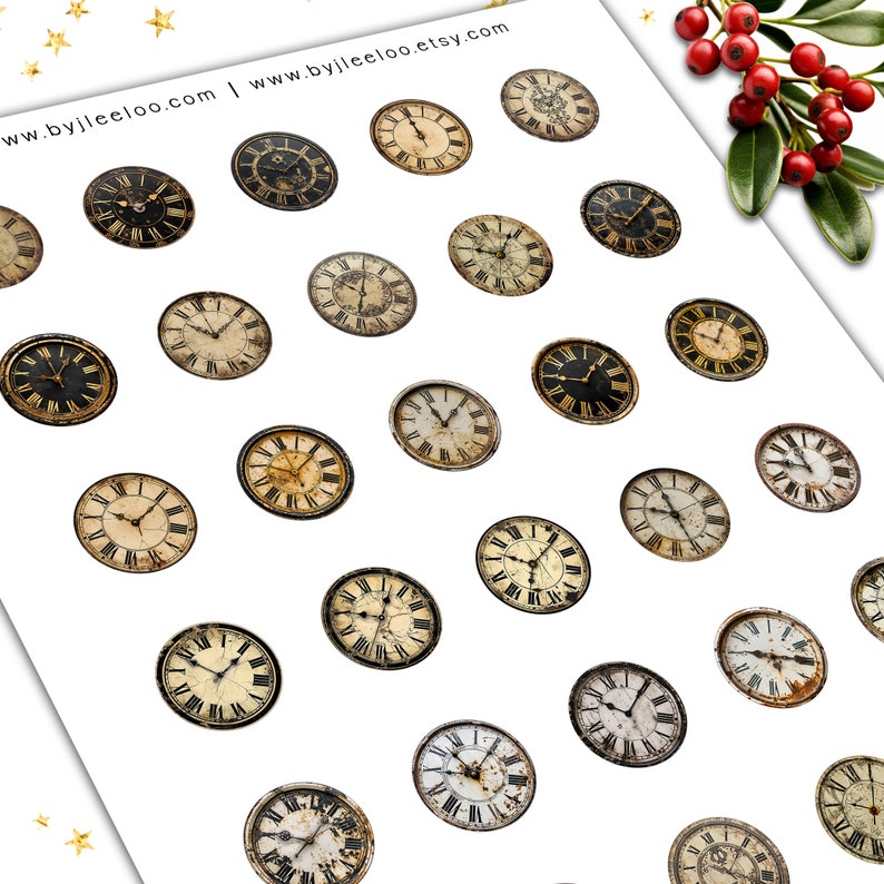 OLD CLOCK 1 Inch Printable | Vintage Supplies for Round Resin Pendants ...