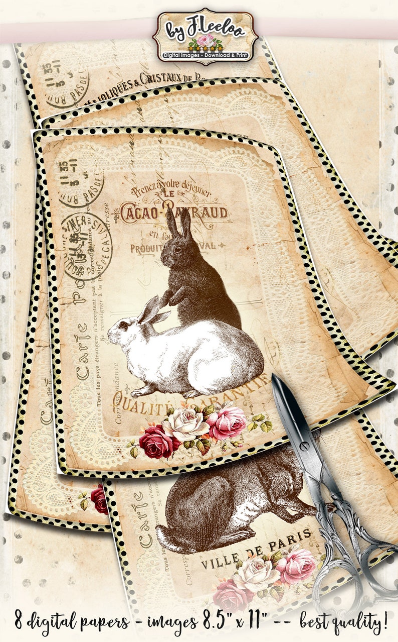 RABBIT POSTER vintage 8.5x11 inch wall decor journal | Etsy