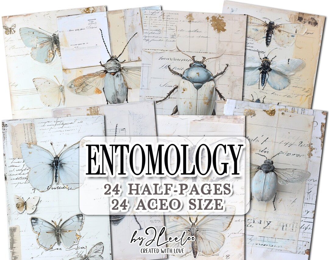 ENTOMOLOGY Half Pages Printable | Junk Journal Mixed Media Aceo ...