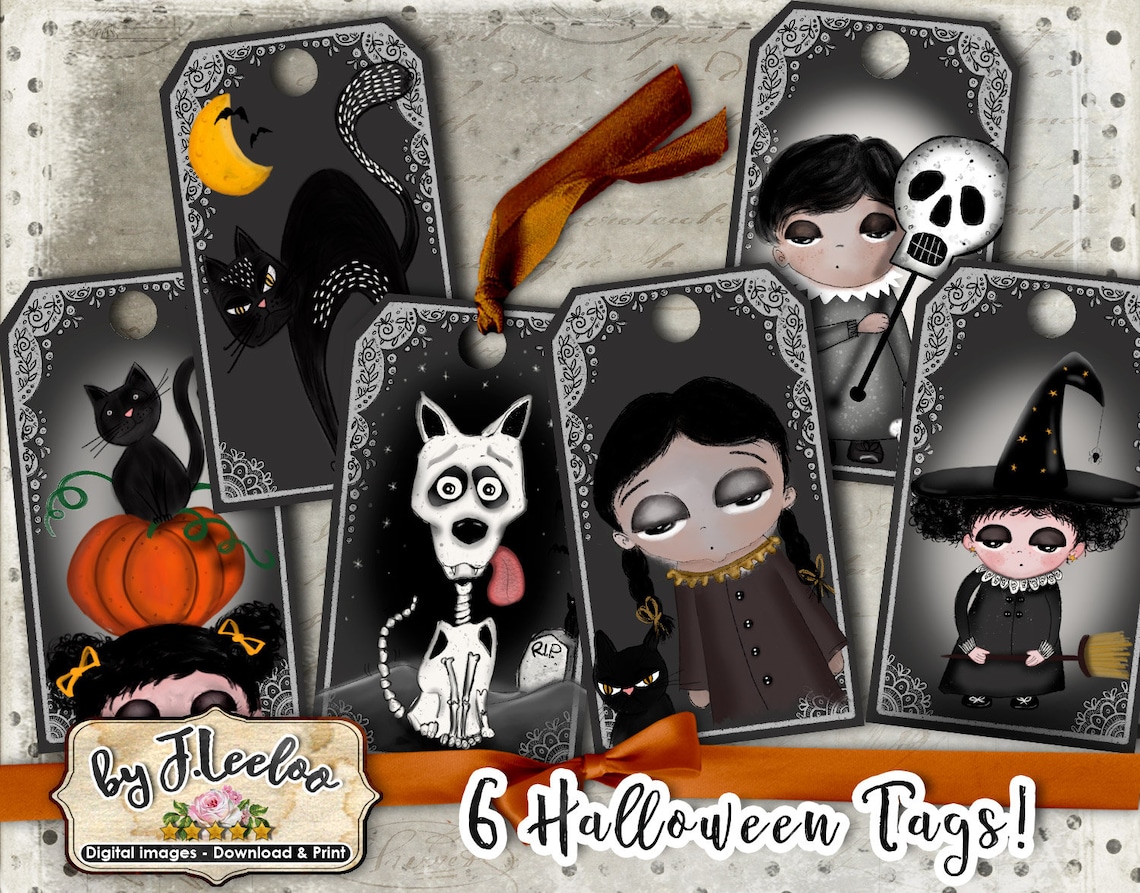 HALLOWEEN Hand Drawn Gothic Tag Clipart Crafting Paper Art | Etsy