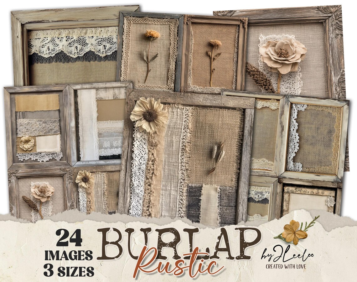 BURLAP RUSTIC 24 Neutral Background 3 Sizes | Junk Journal Pages ...