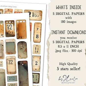 INDUSTRIAL GRUNGE Numbers Labels Printable Steampunk Supplies | Tags ...