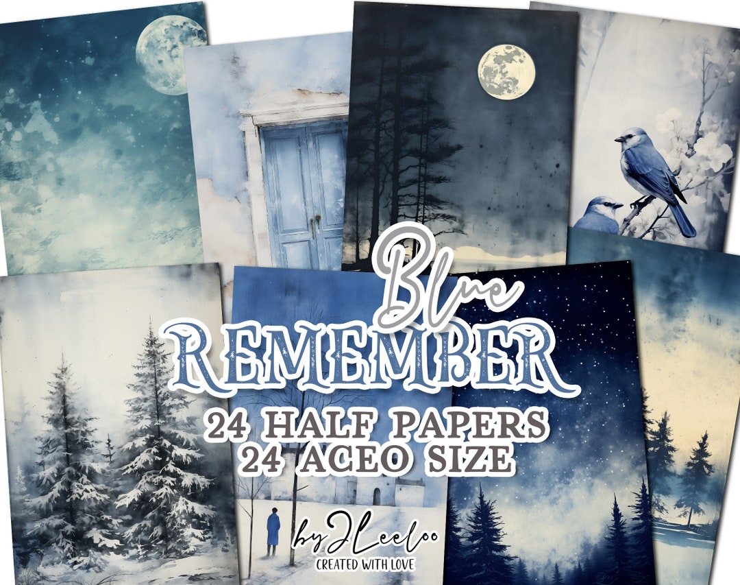 BLUE REMEMBER Half Pages Winter Printable | Junk Journal Mixed Media ...
