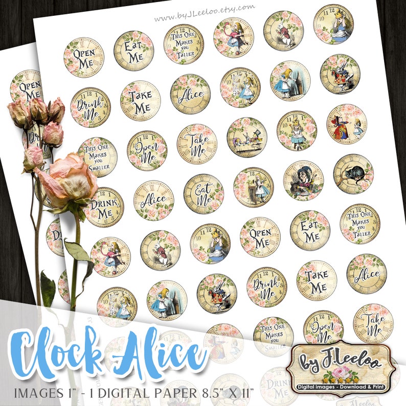 CLOCK FACE ALICE 1 Inch Circle Printable for Stickers Pendants - Etsy