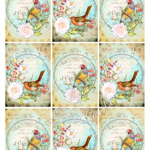 ROMANTIC BIRD Printable Card and Tags Scrapbook Ephemera Instant ...