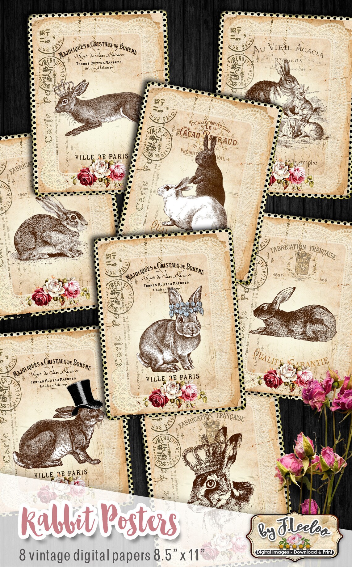 RABBIT POSTER Vintage 8.5x11 Inch Wall Decor Journal - Etsy