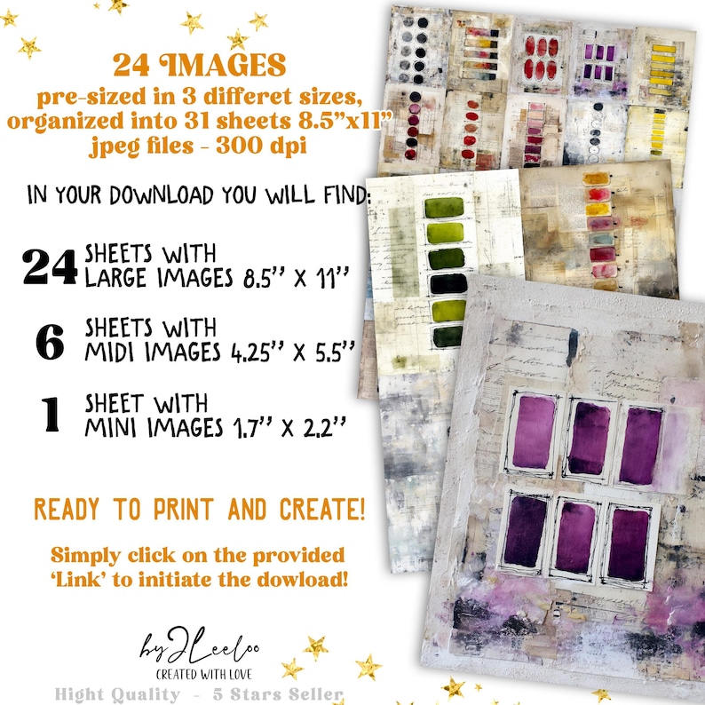 VINTAGE SWATCHBOOK 24 Digital Papers With Color Swatches, Ephemera ...