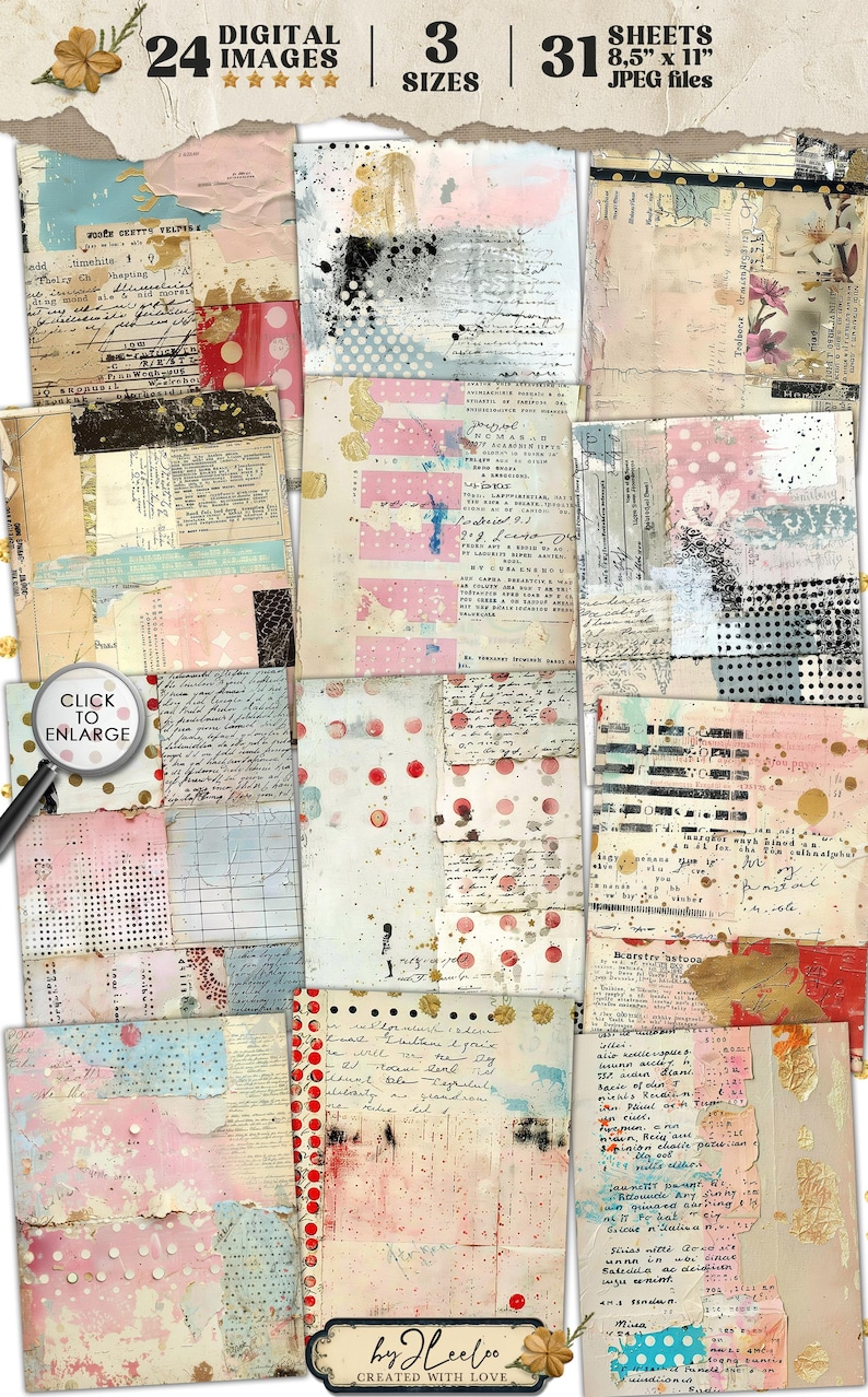 PASTEL SCRIBBLES 24 Background 3 Sizes | Junk Journal Collage Pages ...
