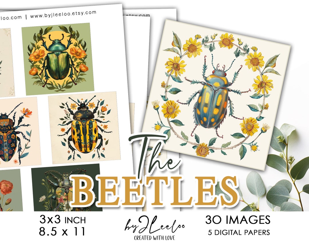 THE BEETLES 3x3 Inch Printable | Supplies Square Charm, Mirror, Magnet ...