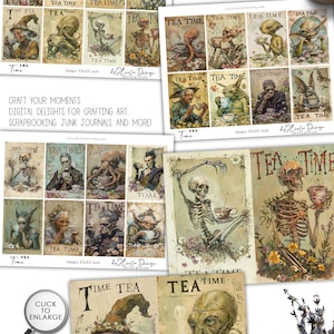 TEA TIME Half Pages Printable | Quirky and Funny Junk Journal Mixed ...