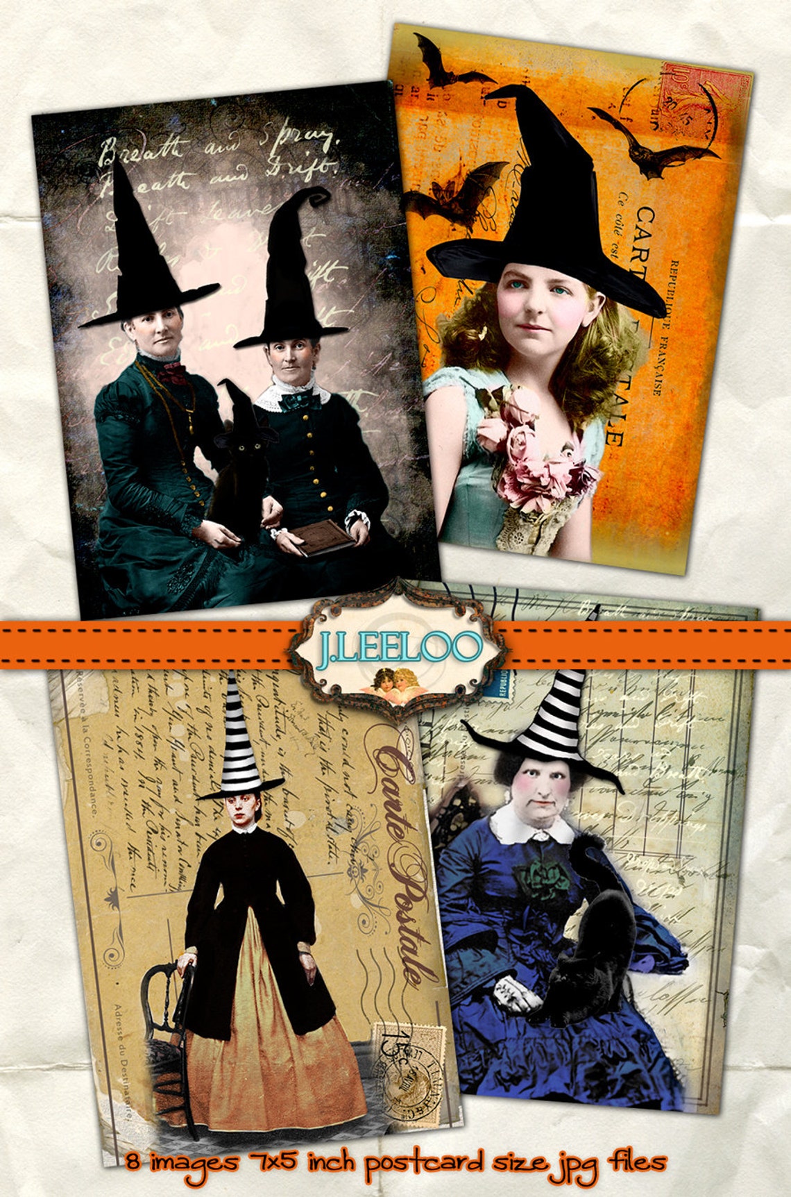 WITCH Postcards Digital Graphic Digital Collage Sheet - Etsy