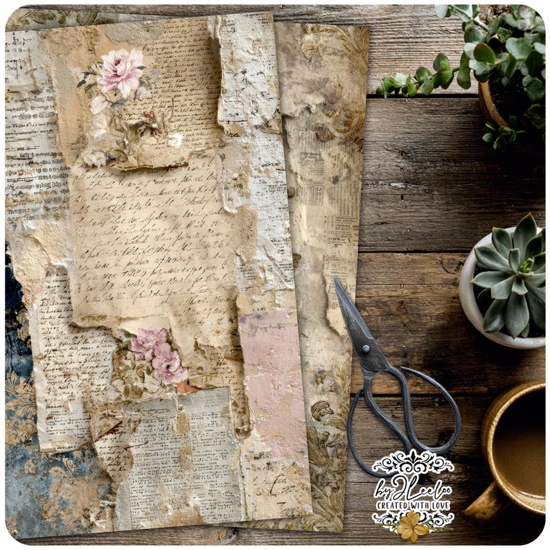 GILDED DECAY Vintage Wallpaper Collage Papers | Grunge Baroque Textures ...