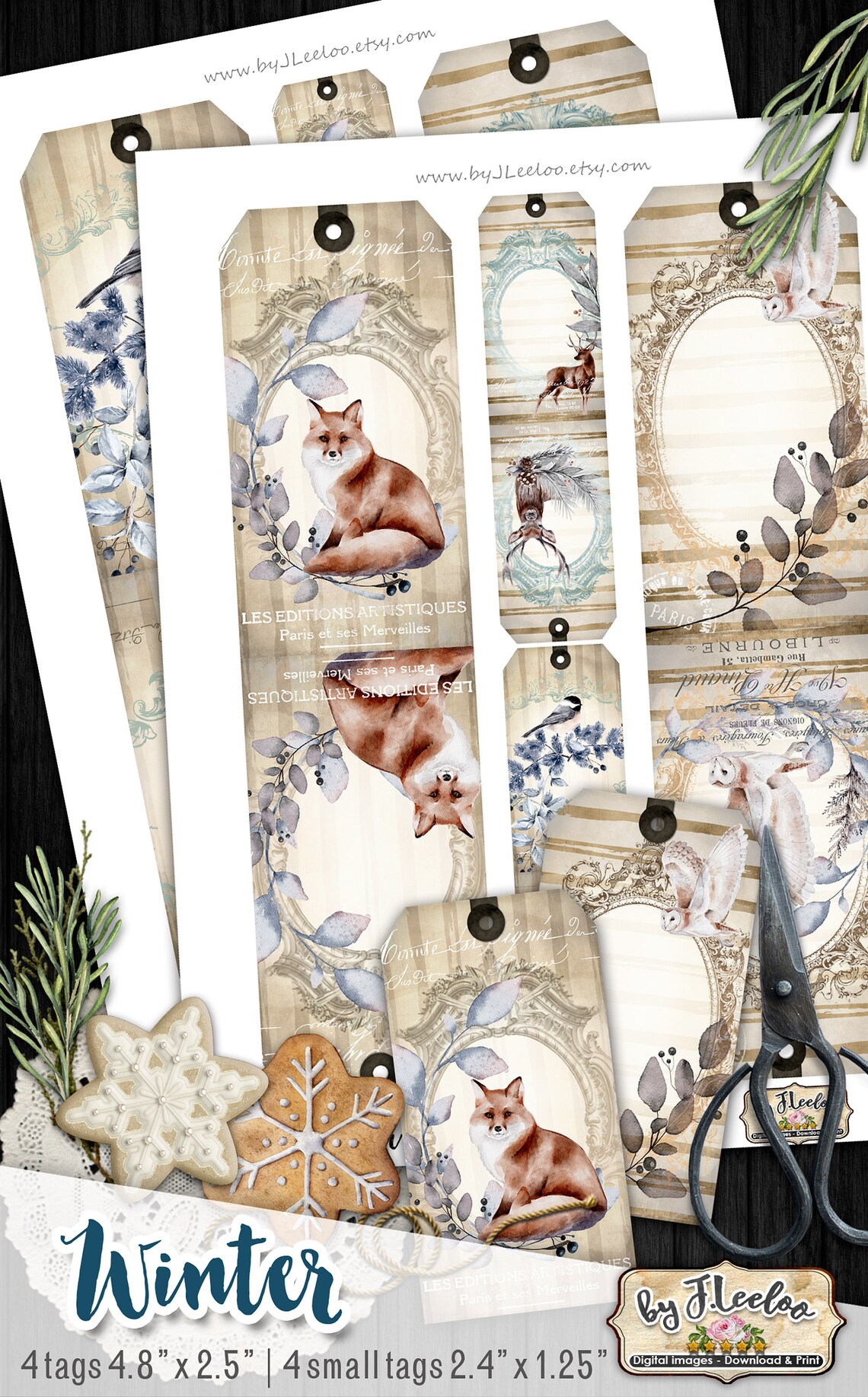 WINTER Tags for Holidays Gift Junk Journal Diary Crafting - Etsy