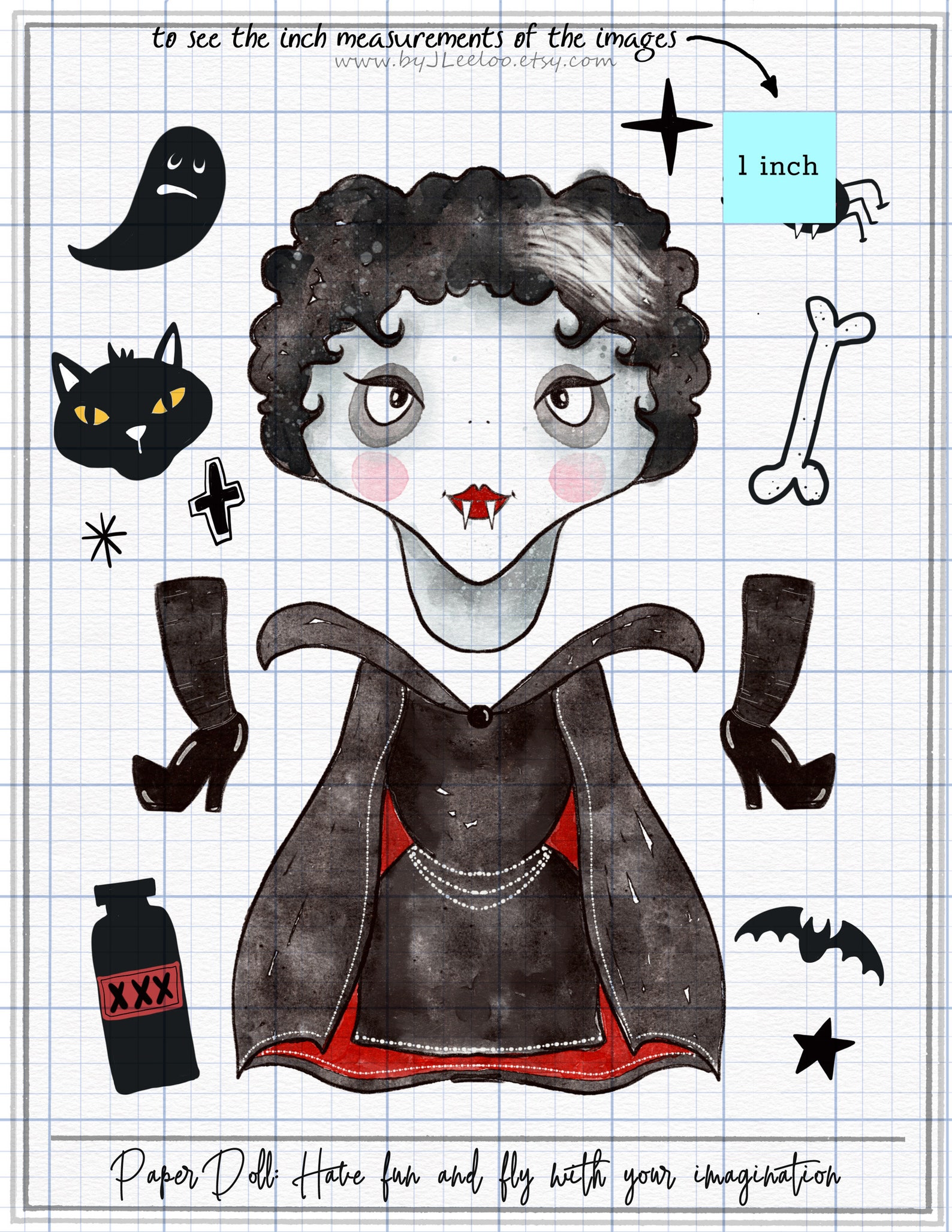 STRANGER PAPER FAMILY Halloween Paper Dolls Hand Drawn - Etsy