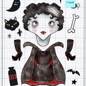 STRANGER PAPER FAMILY Halloween Paper Dolls Hand Drawn Watercolor Scary ...