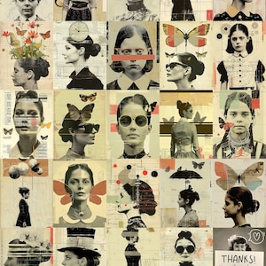 UNUSUAL WOMEN Collection 3 Sizes | 24 Photo Portrait Collage Faces ...