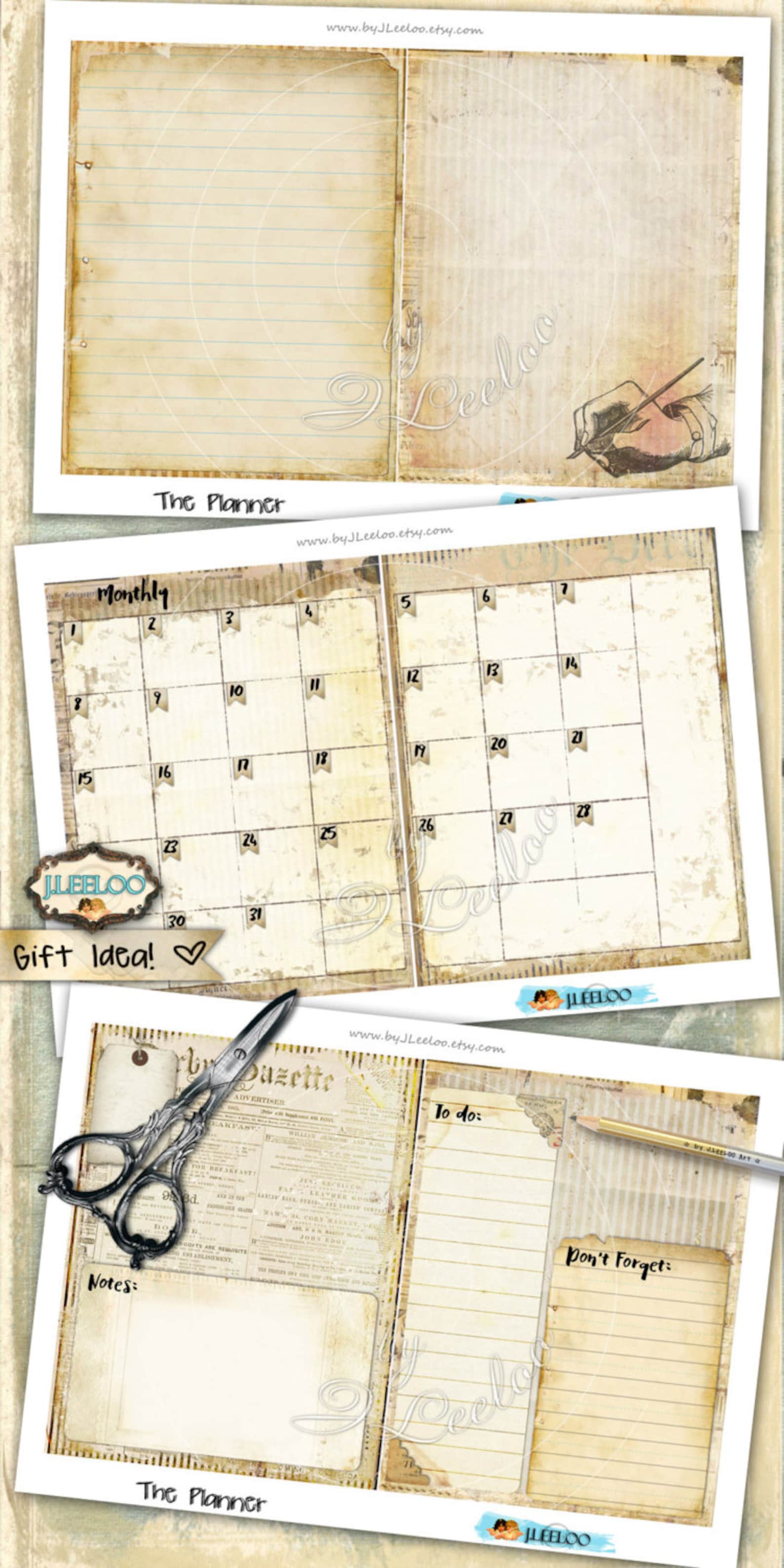 THE PLANNER Distressed Journal Scrapbook Week Monthly Diary - Etsy