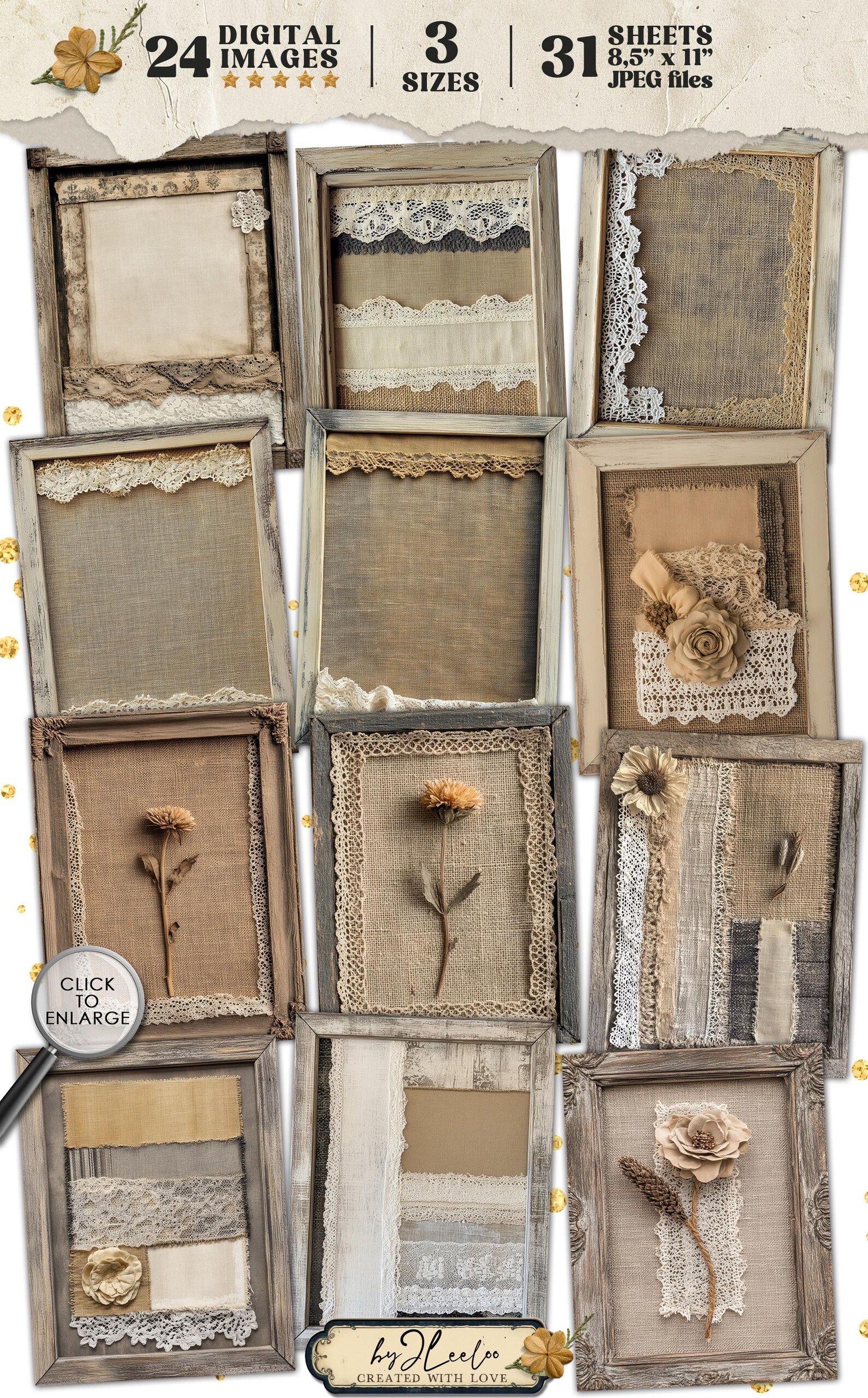 BURLAP RUSTIC 24 Neutral Background 3 Sizes | Junk Journal Pages ...