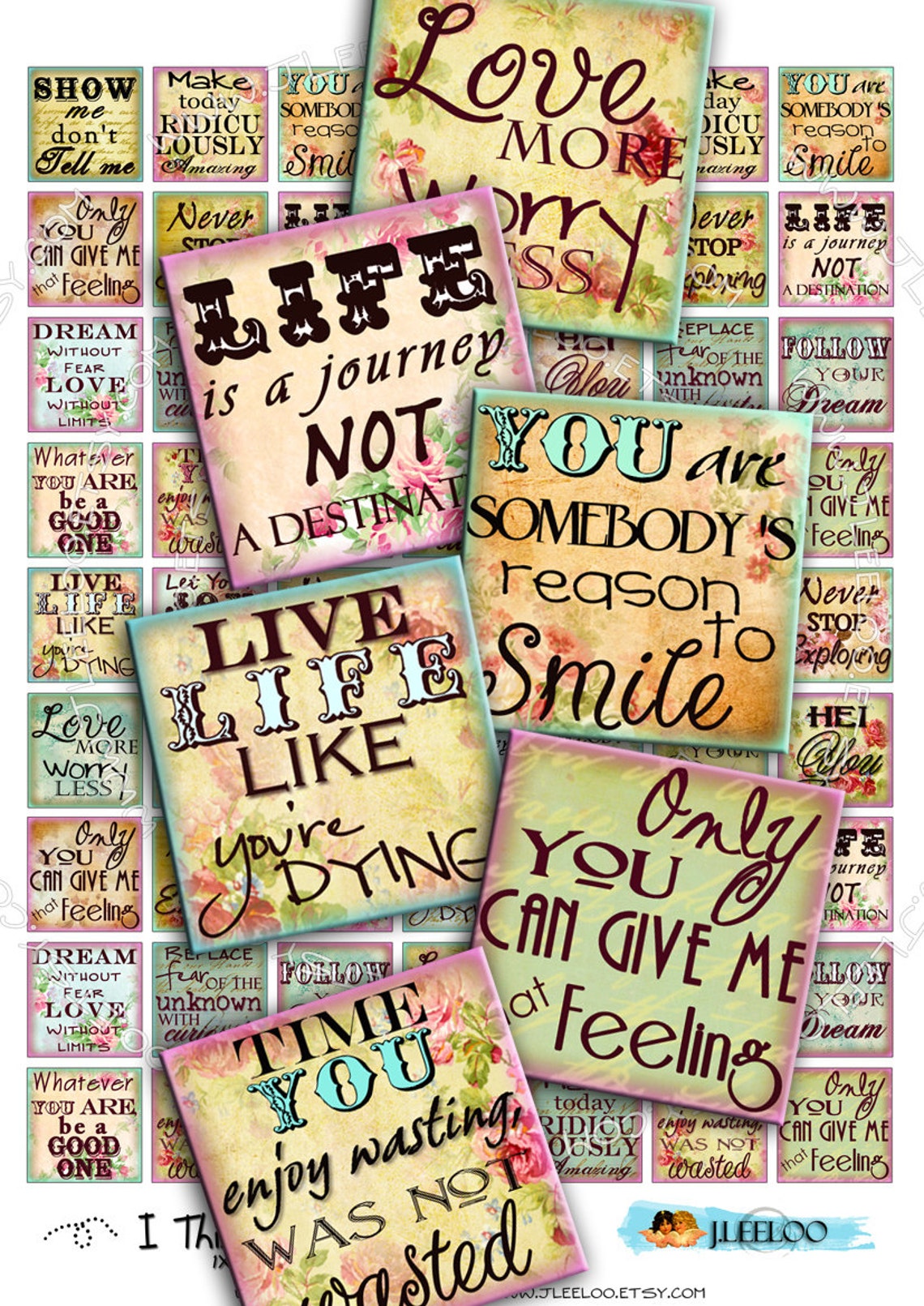 Digital Collage I THINK 1 Inch Square Quote Resin Pendants, Charms ...
