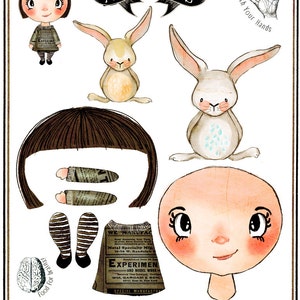 PAPER DOLL Digital Altered Art Digital Collage Sheet for Journal Page ...
