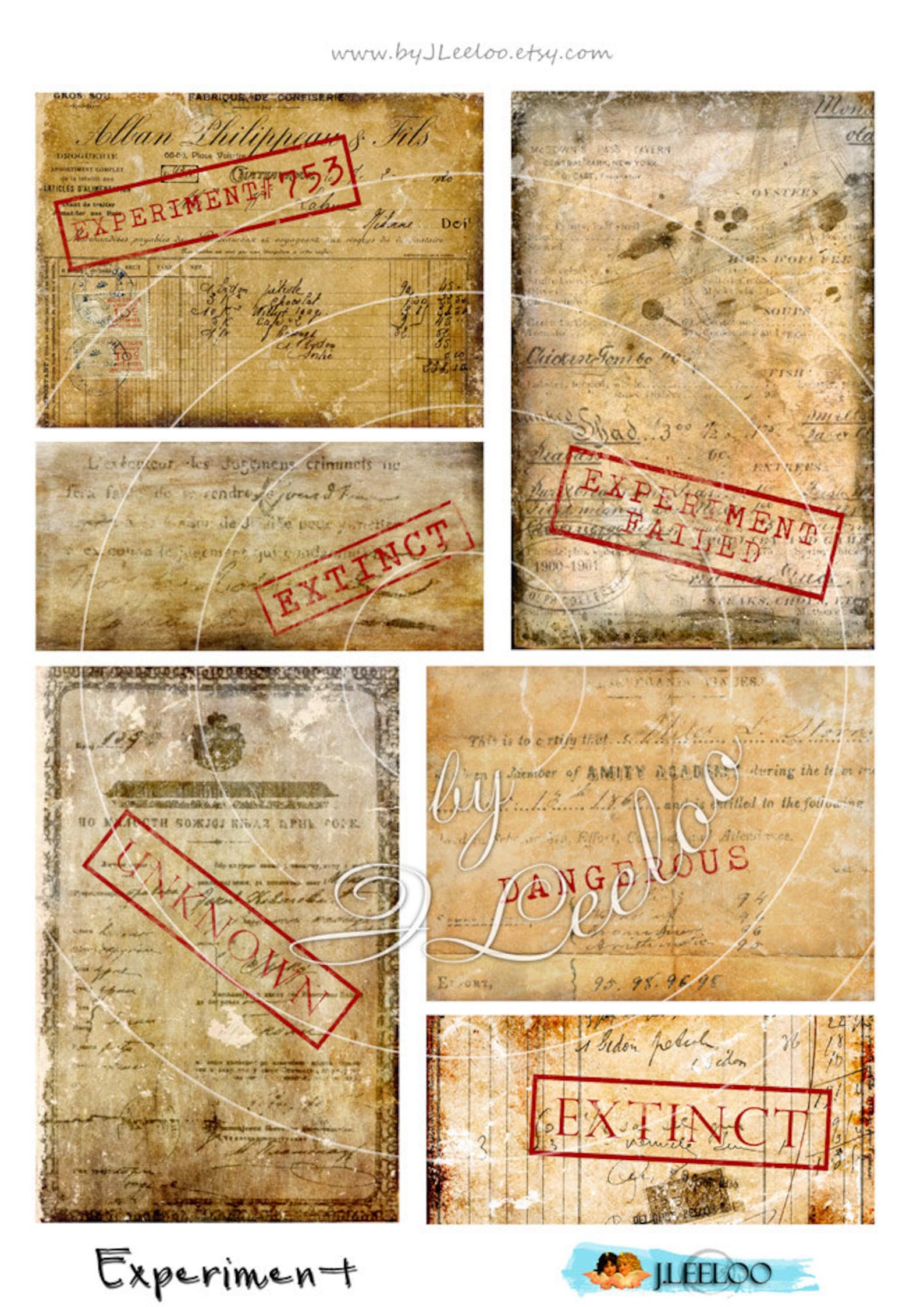 EXPERIMENT Label Tag Distressed Scrapbook Grunge Halloween | Etsy