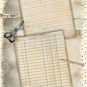 VINTAGE LEDGER 8 Digital Papers Writing Ephemera Journal Organizing ...