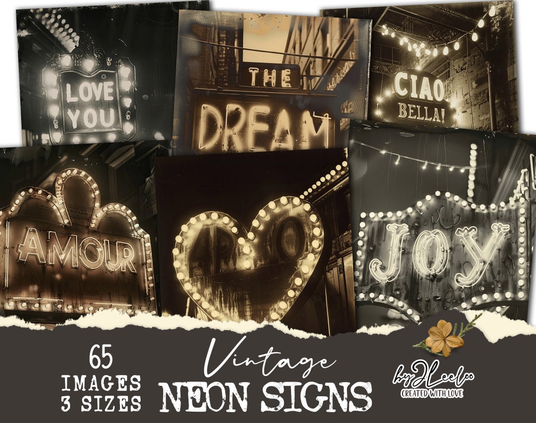 VINTAGE NEON SIGNS Collection 65 Large Photos Printable | Ephemera ...