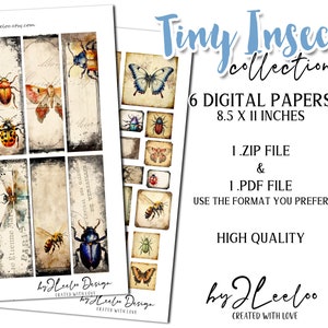 TINY INSECTS Labels Kit Printable Vintage Entomology Butterfly Insect ...