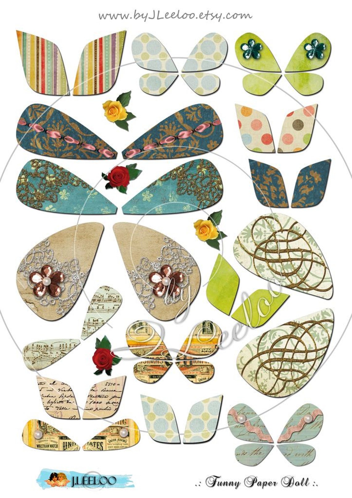 FUNNY PAPER DOLL Digital Paper Altered Art Journal Page Digital Collage ...