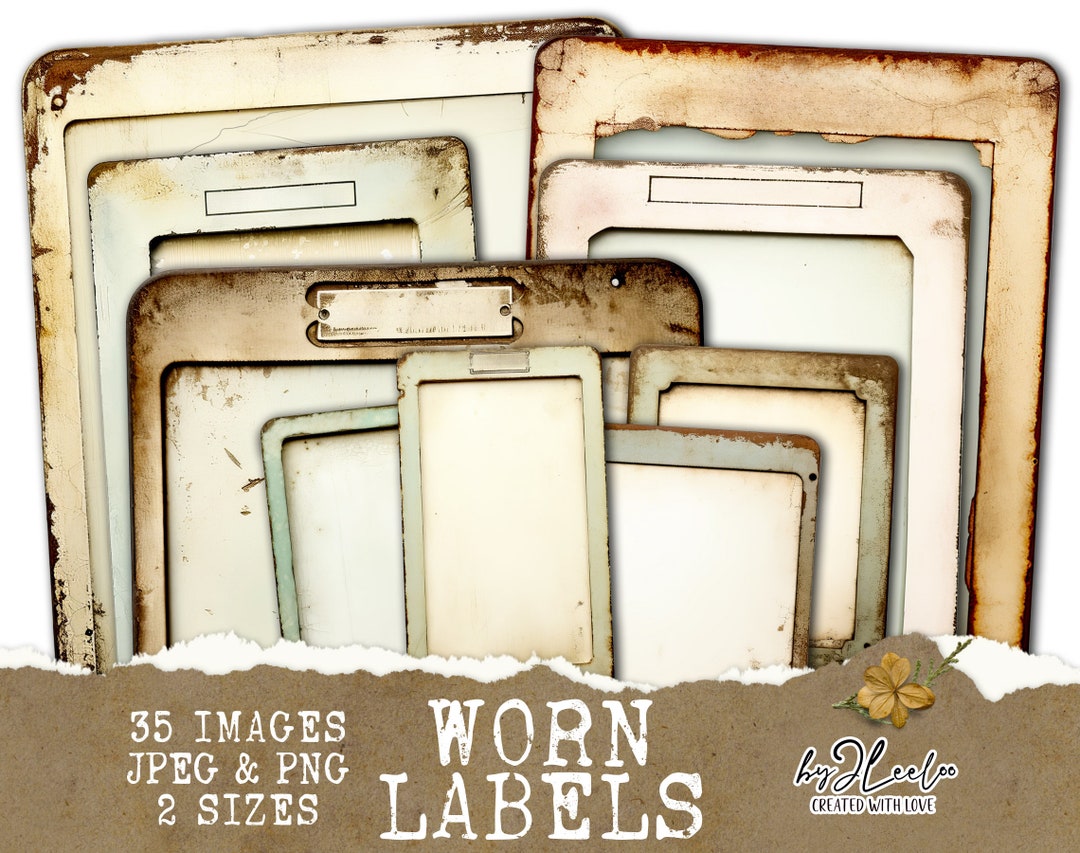 WORN LABELS Specimen Tag Vintage Supplies | PNG Grungy Ephemera Junk ...
