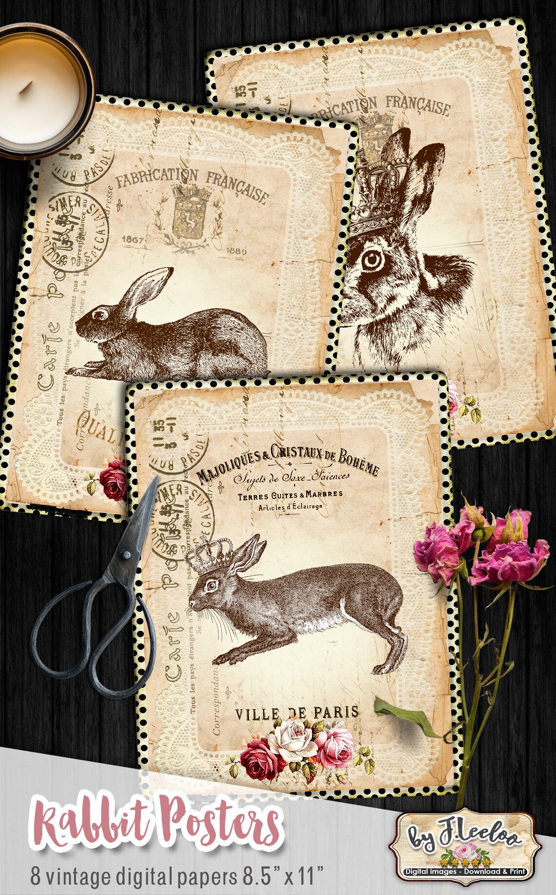 RABBIT POSTER Vintage 8.5x11 Inch Wall Decor Journal - Etsy