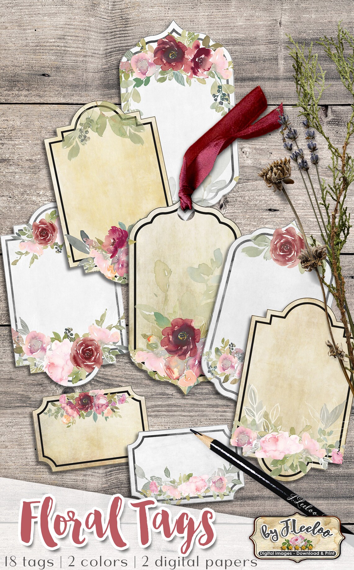 FLORAL TAGS Botanical Labels Blank Apothecary Editable - Etsy