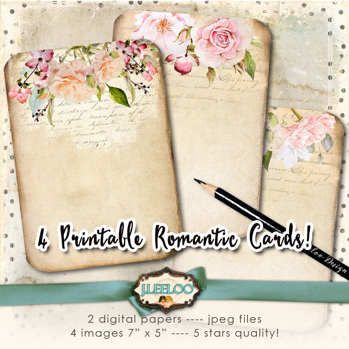 FLOWER Editable Writable Writing Note Digital Collage Sheet Shabby Chic ...