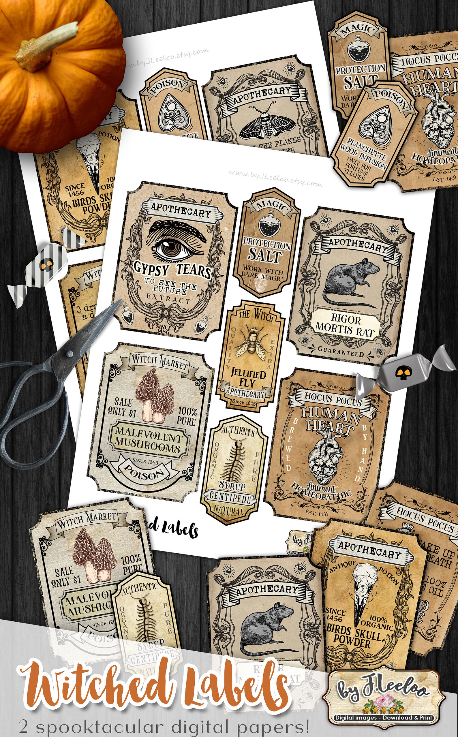 WITCHED LABELS Printable Apothecary Bottle Jar Labels Potion & Poison ...
