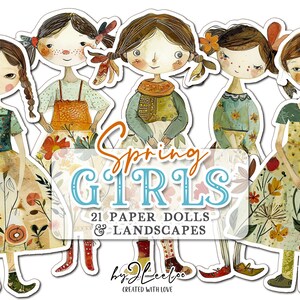 SPRING GIRLS Paper Doll Printable Kit Junk Journal Cut off | Paper ...
