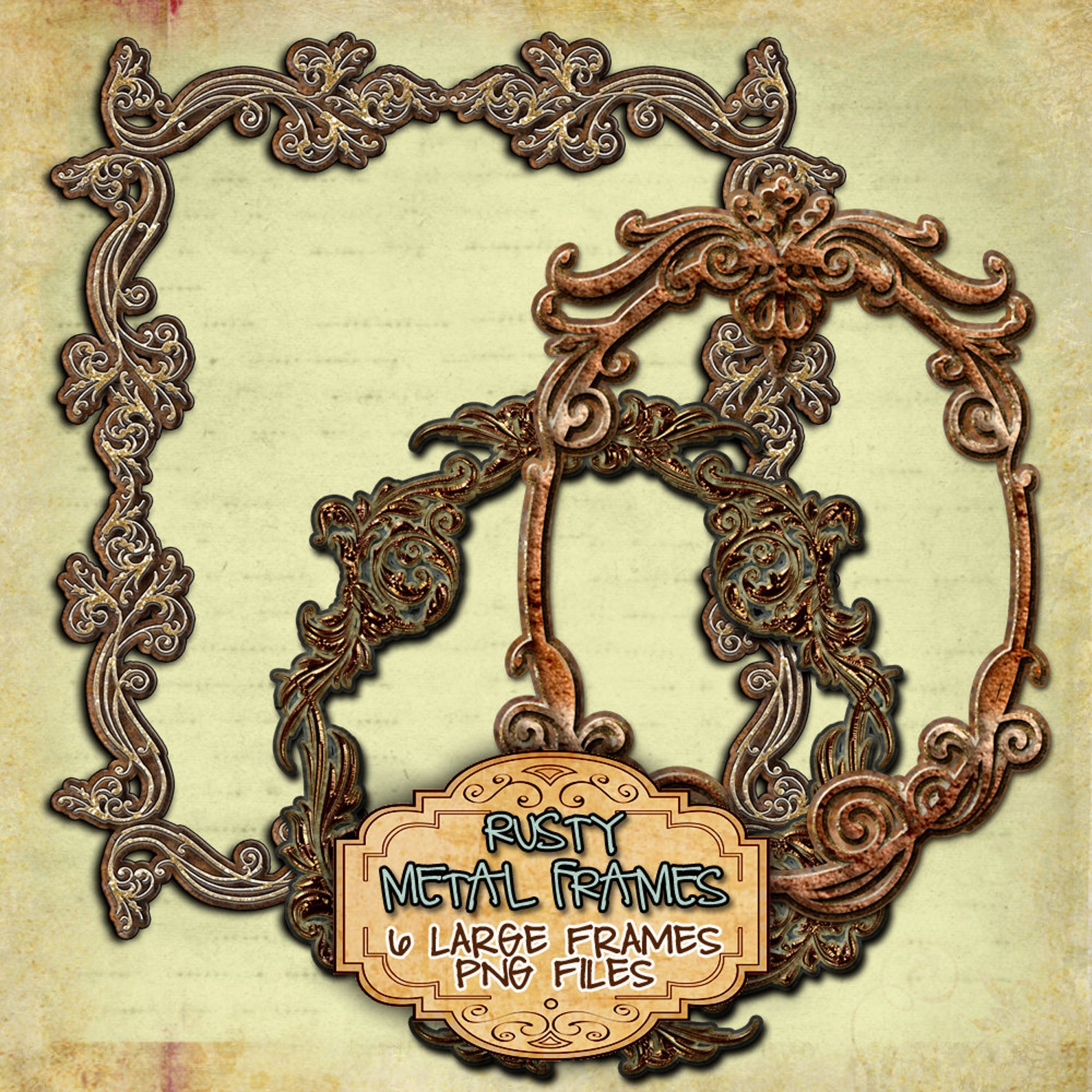 RUSTY METAL FRAMES 6 Png Files Digital Collage Sheet Digital | Etsy