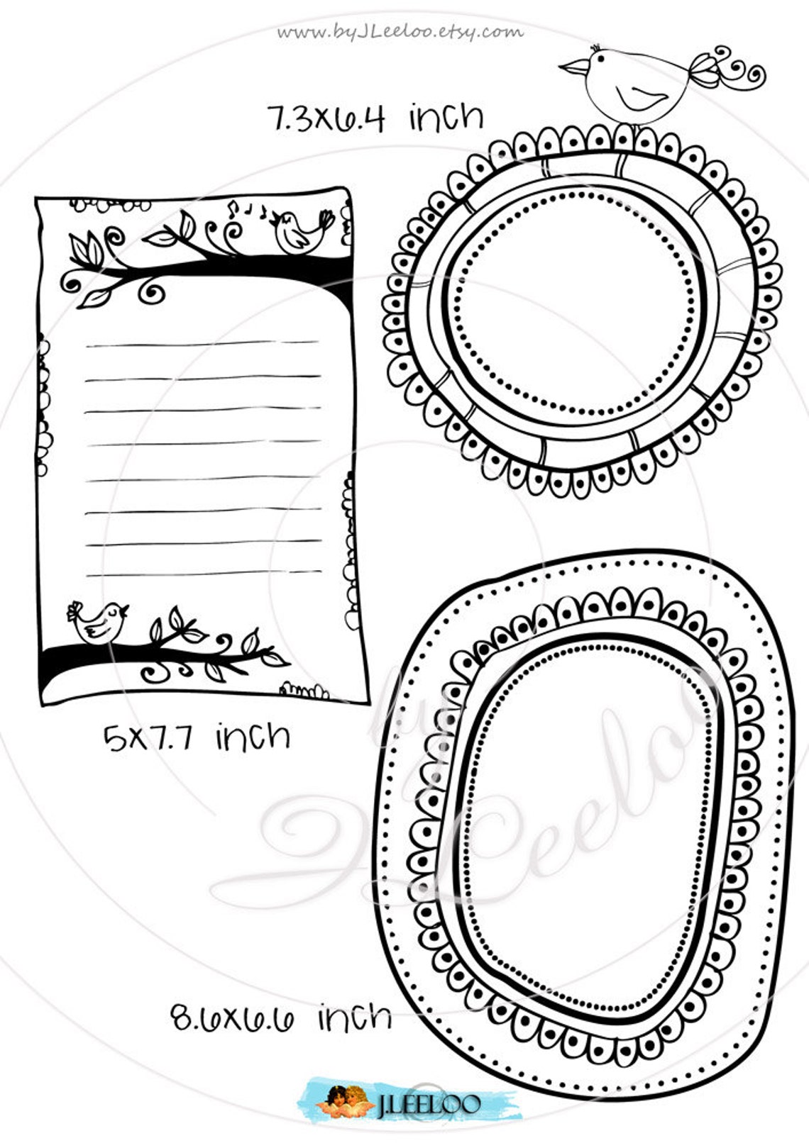 DOODLE FRAMES Digital Clip Art Printable Adorable Whimsical - Etsy