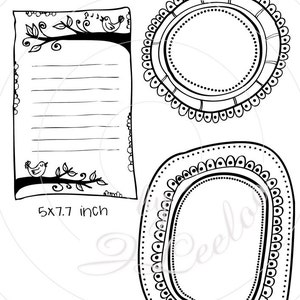 DOODLE FRAMES Digital Clip Art Printable Adorable Whimsical Commercial ...
