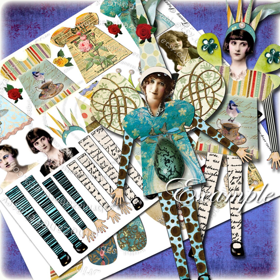 FUNNY PAPER DOLL Digital Paper Altered Art Journal Page - Etsy Australia