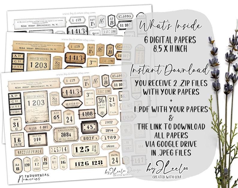 INDUSTRIAL NUMERICS Label Printable Steampunk Supplies | Tags Vintage ...