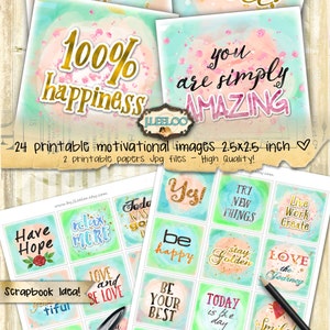 MOTIVATIONAL 2.5 Inch Square Quote Printable for Greeting Card Gift Tag ...