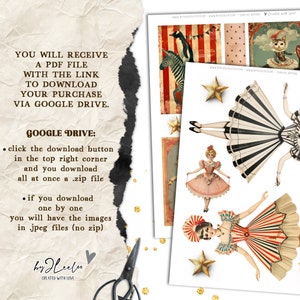 CIRCUS 70 Digital Papers Printable | Large Collection for Mixed Media ...