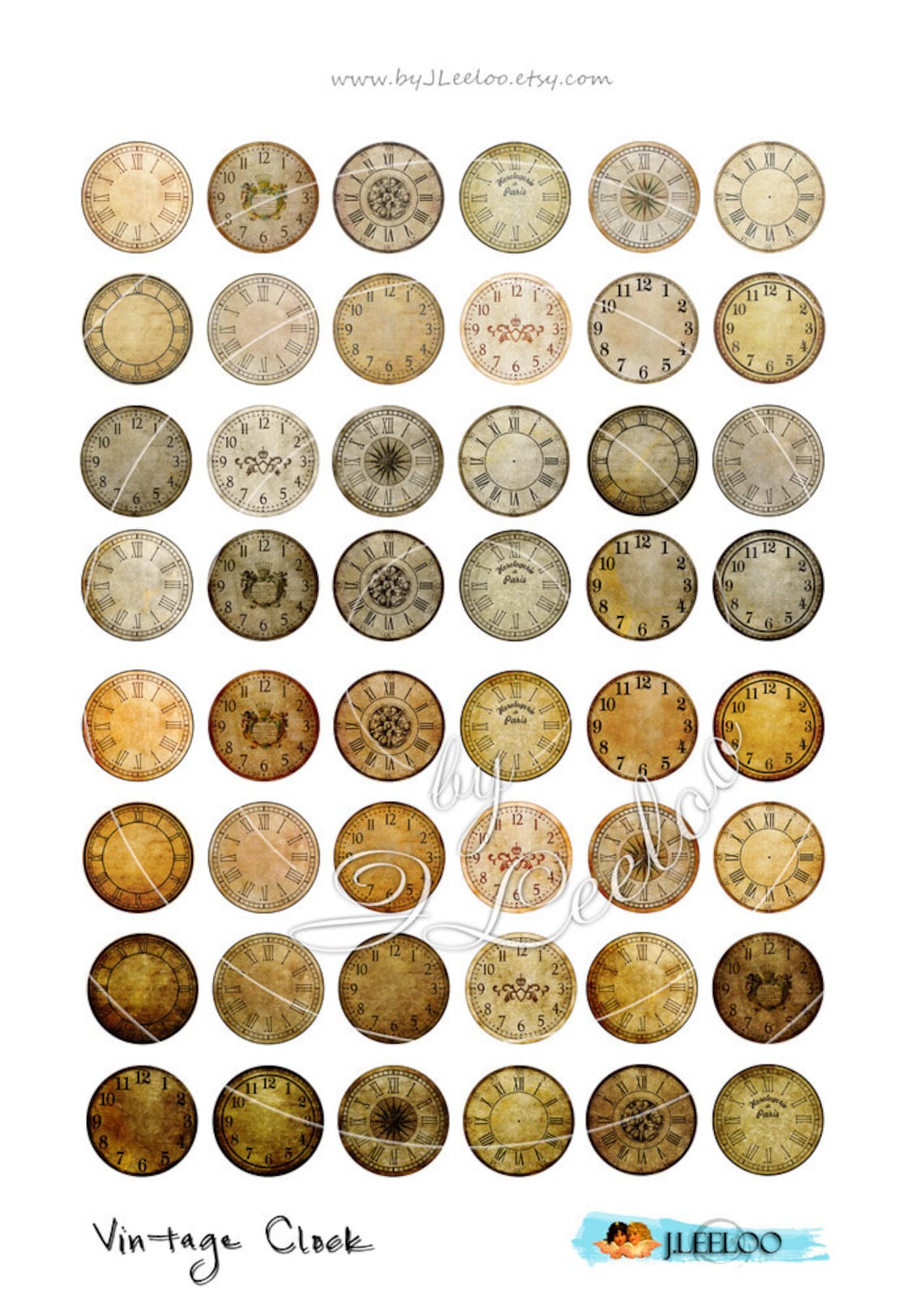 VINTAGE CLOCK 1 Inch Circle Clock Face Printable for Pendant - Etsy