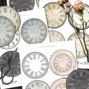 VINTAGE CLOCK 4 Inch Circle Printable Vintage Jpeg Face Clock Clipart ...