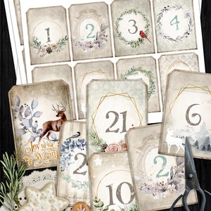 DECEMBER DAYS Tags Printable Vintage Christmas Calendar Daily Countdown ...
