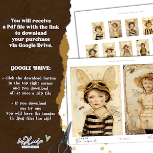 BEE-INSPIRED CARDS 3 Sizes | Printable Vintage Bee Card Junk Journal ...
