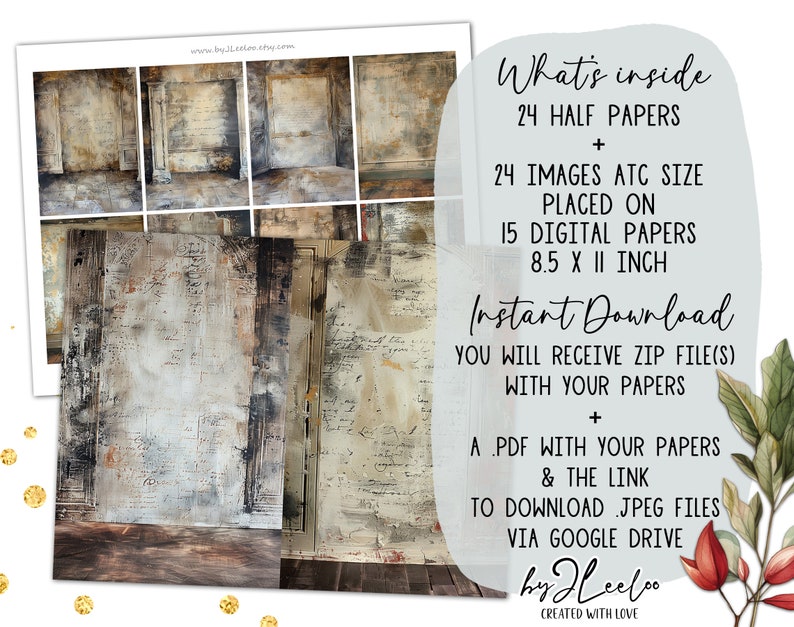 BACKDROPS Half Pages Printable | Junk Journal Mixed Media Supplies ...