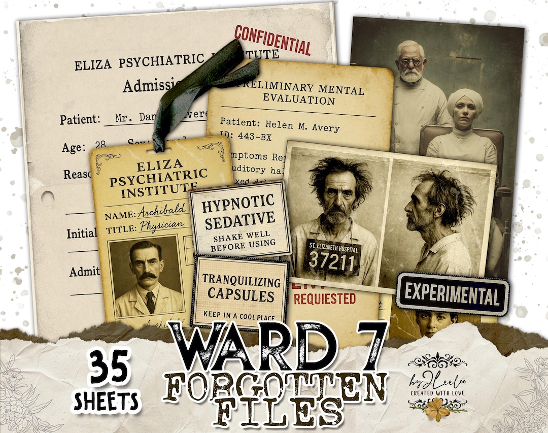 WARD-7 Forgotten Files | 35 Vintage Asylum Ephemera Sheets, Mental ...